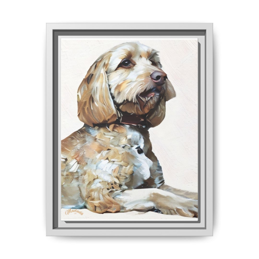 Canvas Print, Cockapoo Dog Wall Art, Impasto Golden Retriever Painting ...