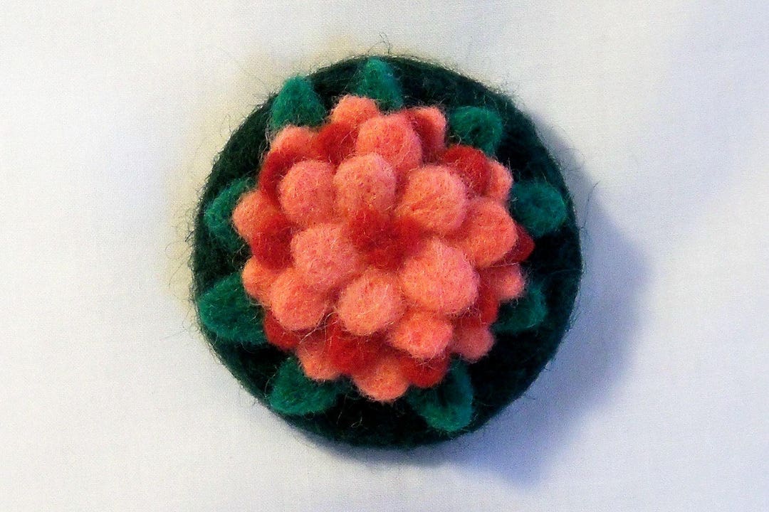 Refrigerator Magnet Felted Flower Pink Zinnia Large Magnet Kitchen ...