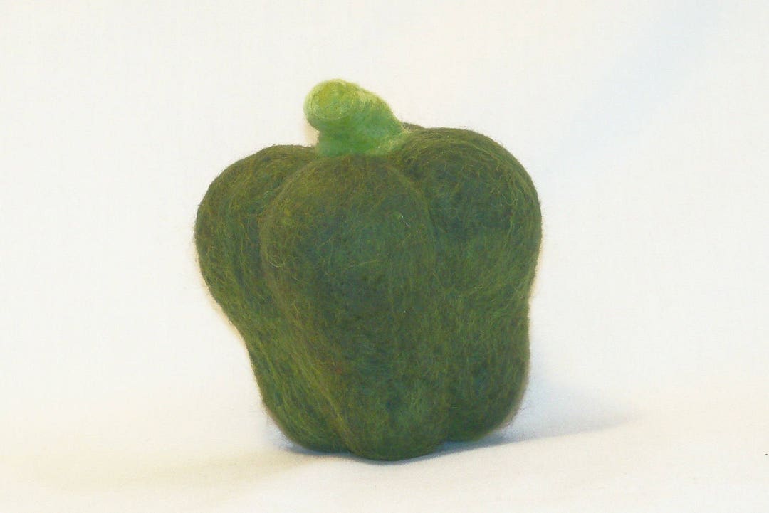 Needle Felted Green Pepper Felt Food Vegetable Kitchen Decor Play Food ...