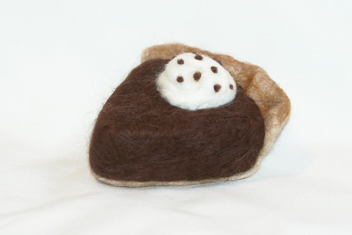Needle Felted Food Piece of Pie Chocolate Pie Felted - Etsy