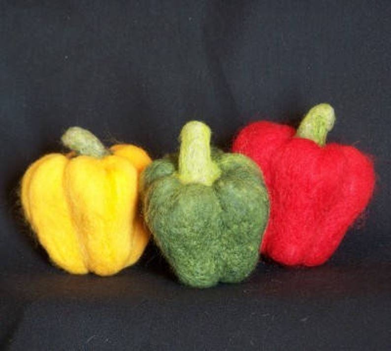 Needle Felted Green Pepper Felt Food Vegetable Kitchen - Etsy