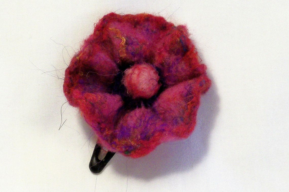 Needle Felted Flower Hair Clip Barrette Needlefelt - Etsy