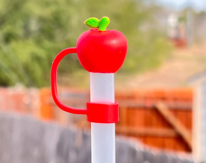 3D Straw Toppers, Apple Straw Topper, Teacher Straw Topper, Cup ...