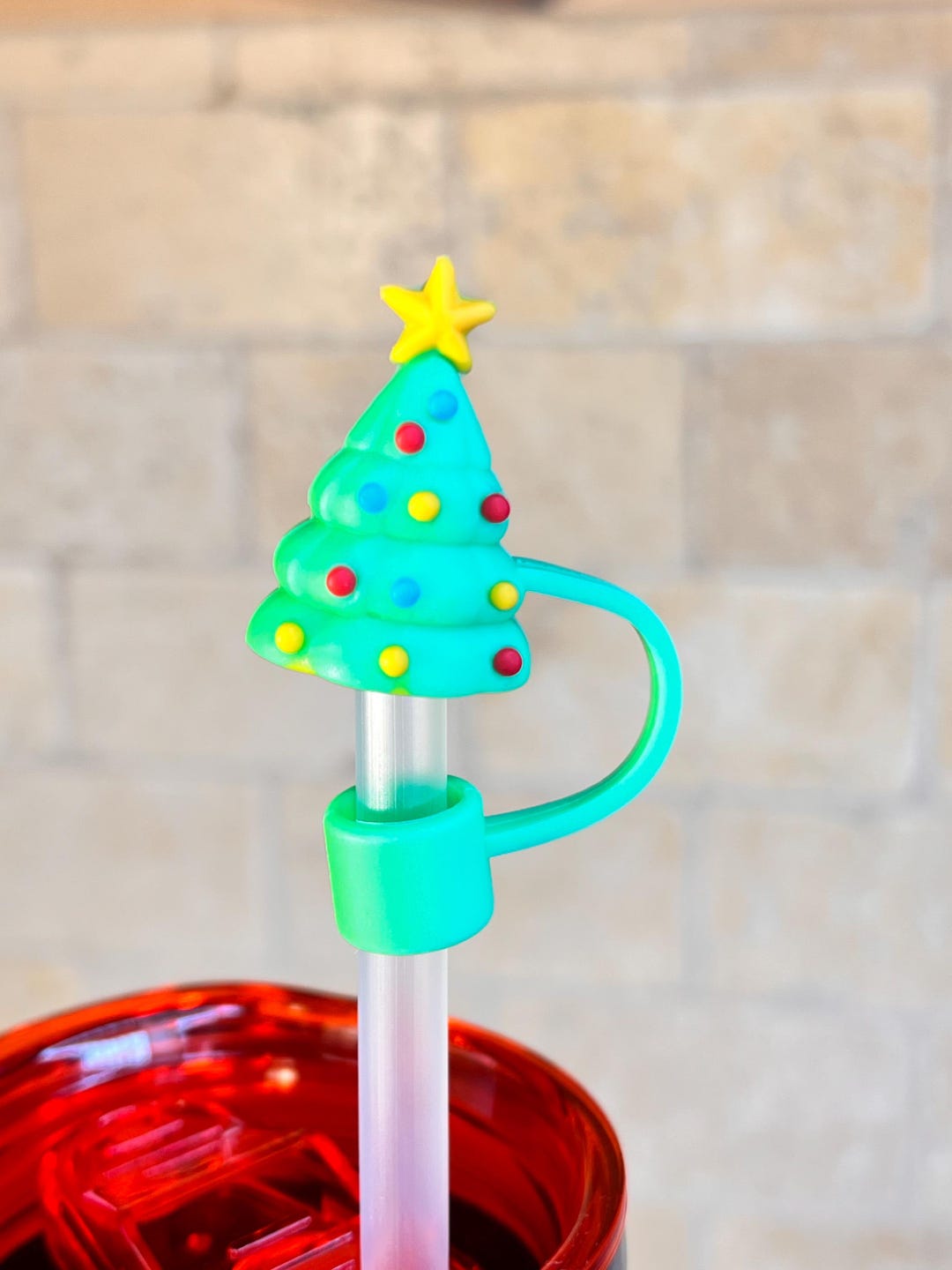 3D Straw Toppers, Christmas Tree Straw Topper, Cup Acessories - Etsy