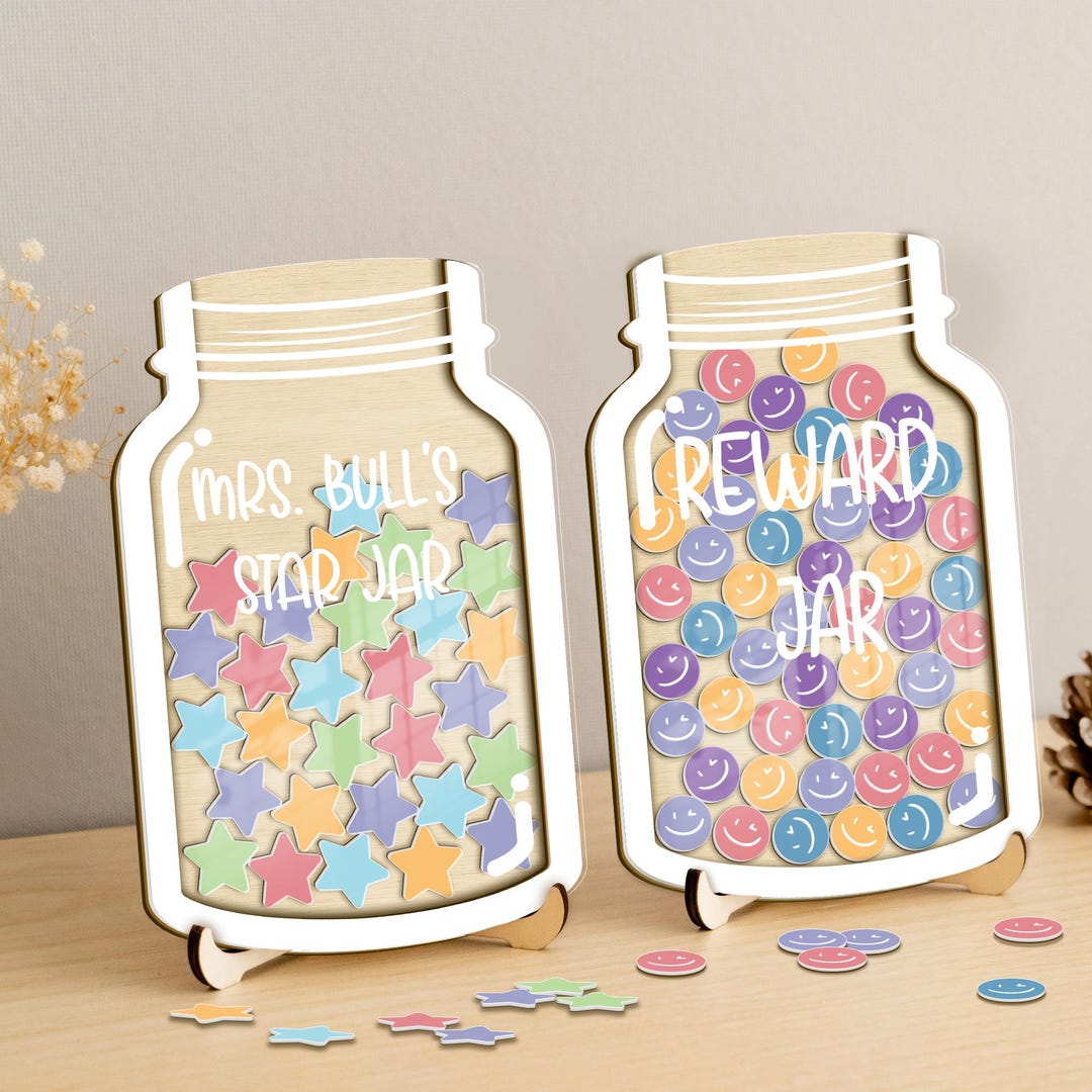 Smiley Face Reward Jar, Personalized Gift for Teacher, Colorful ...