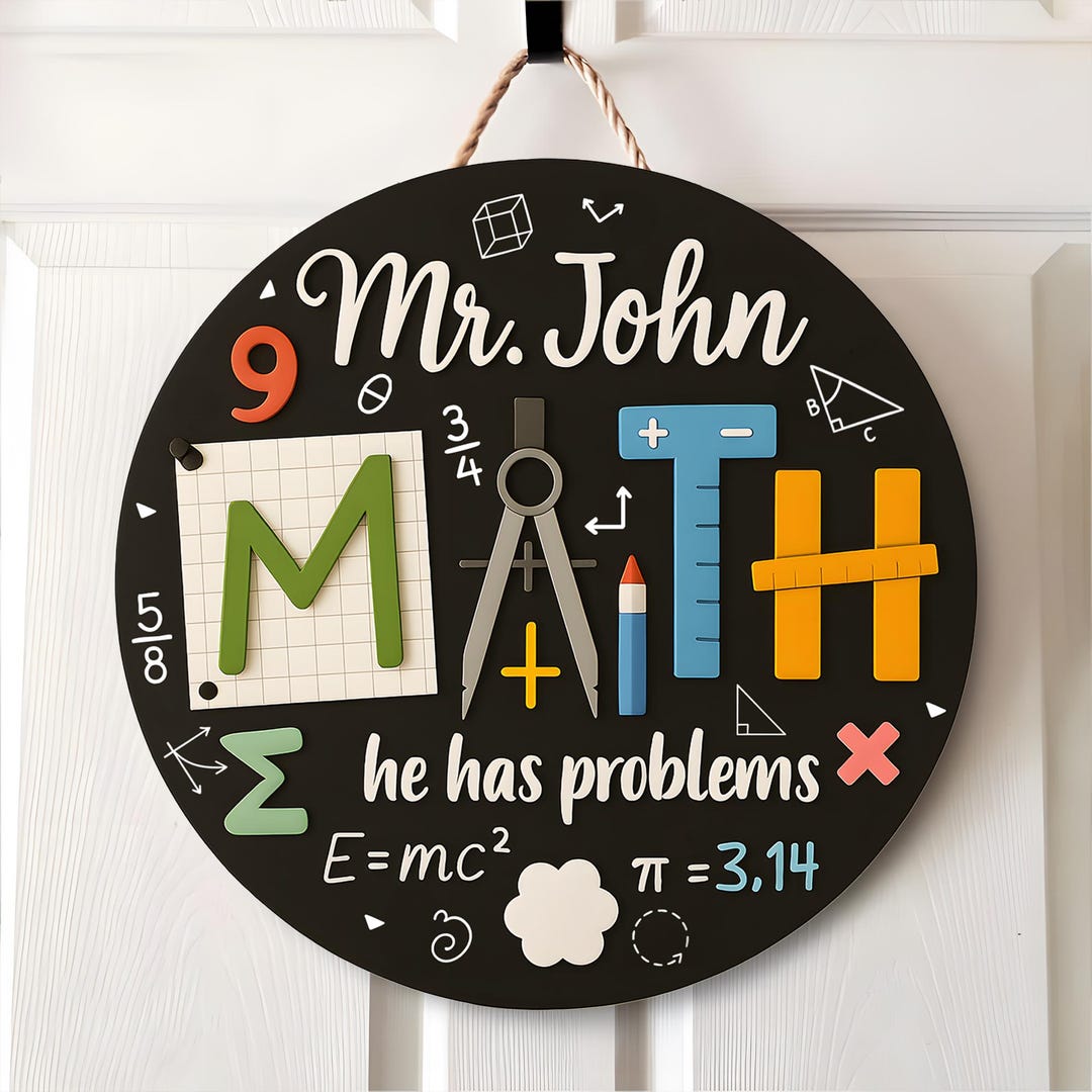 Personalized Math Teacher Door Sign, Back to School, Math Teacher Gift ...