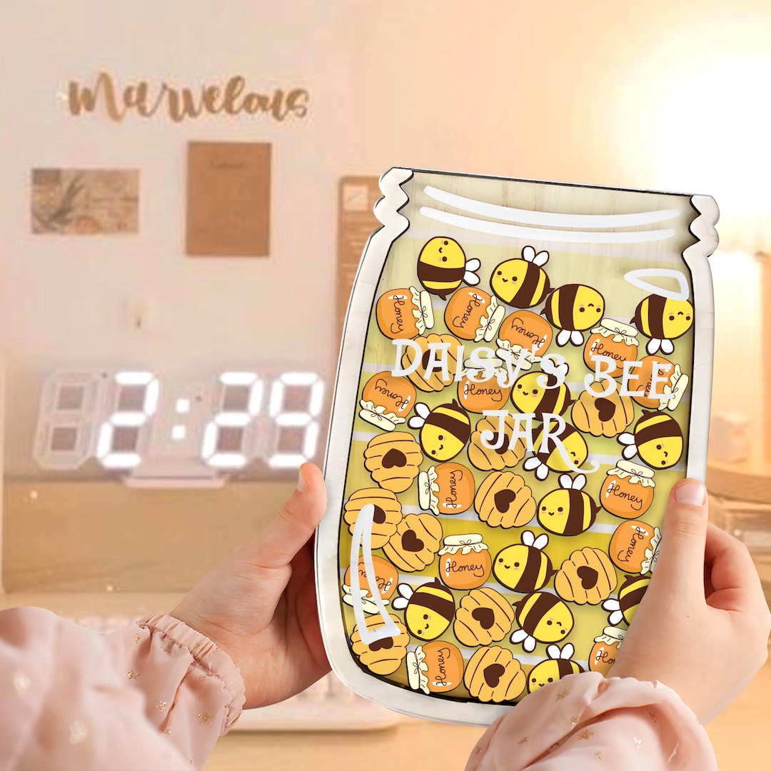 Personalised Honey Bee Reward Jar, Gift for Teacher, Colorful Classroom ...