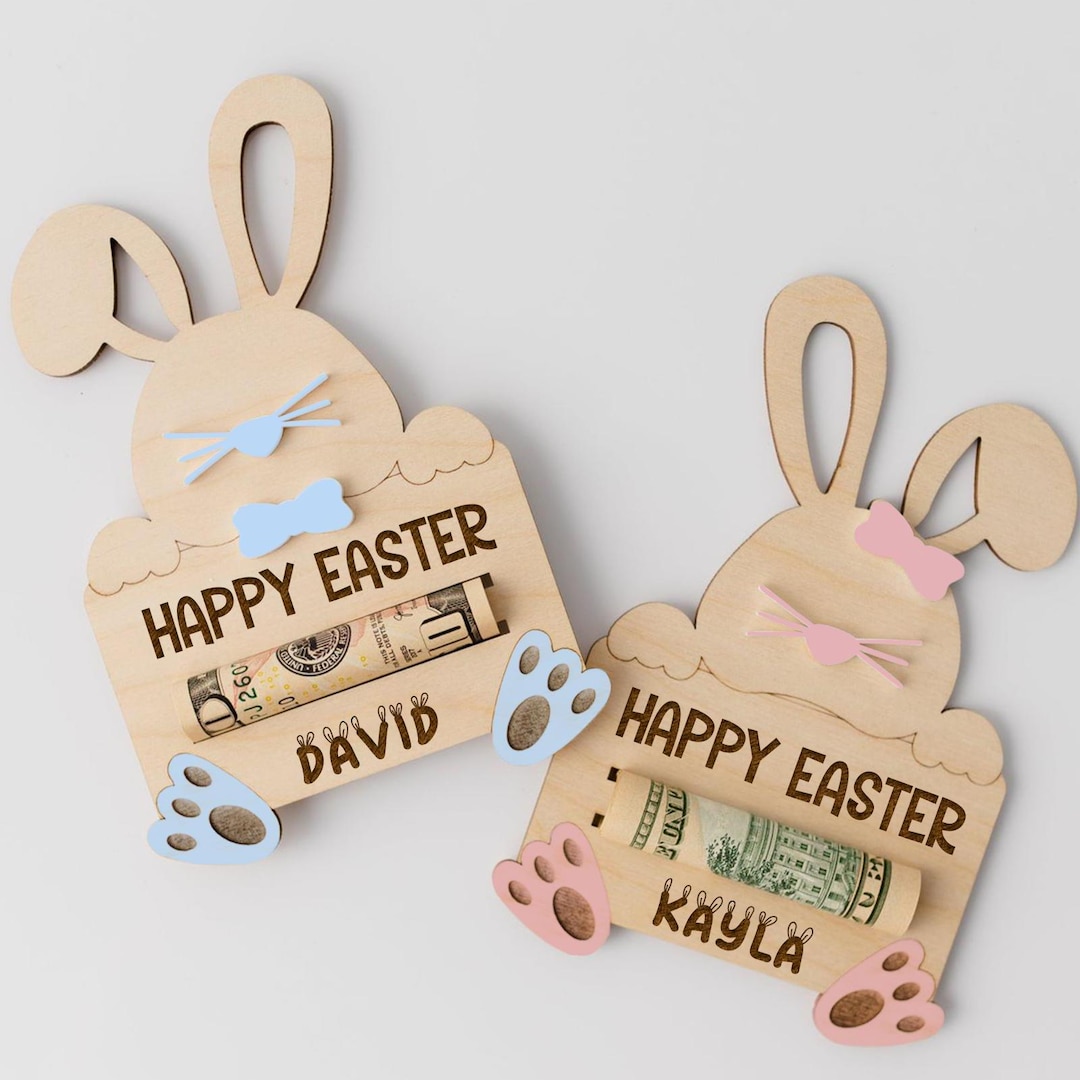 Personalized Easter Bunny Money Holder, Easter Basket Stuffers, Custom ...