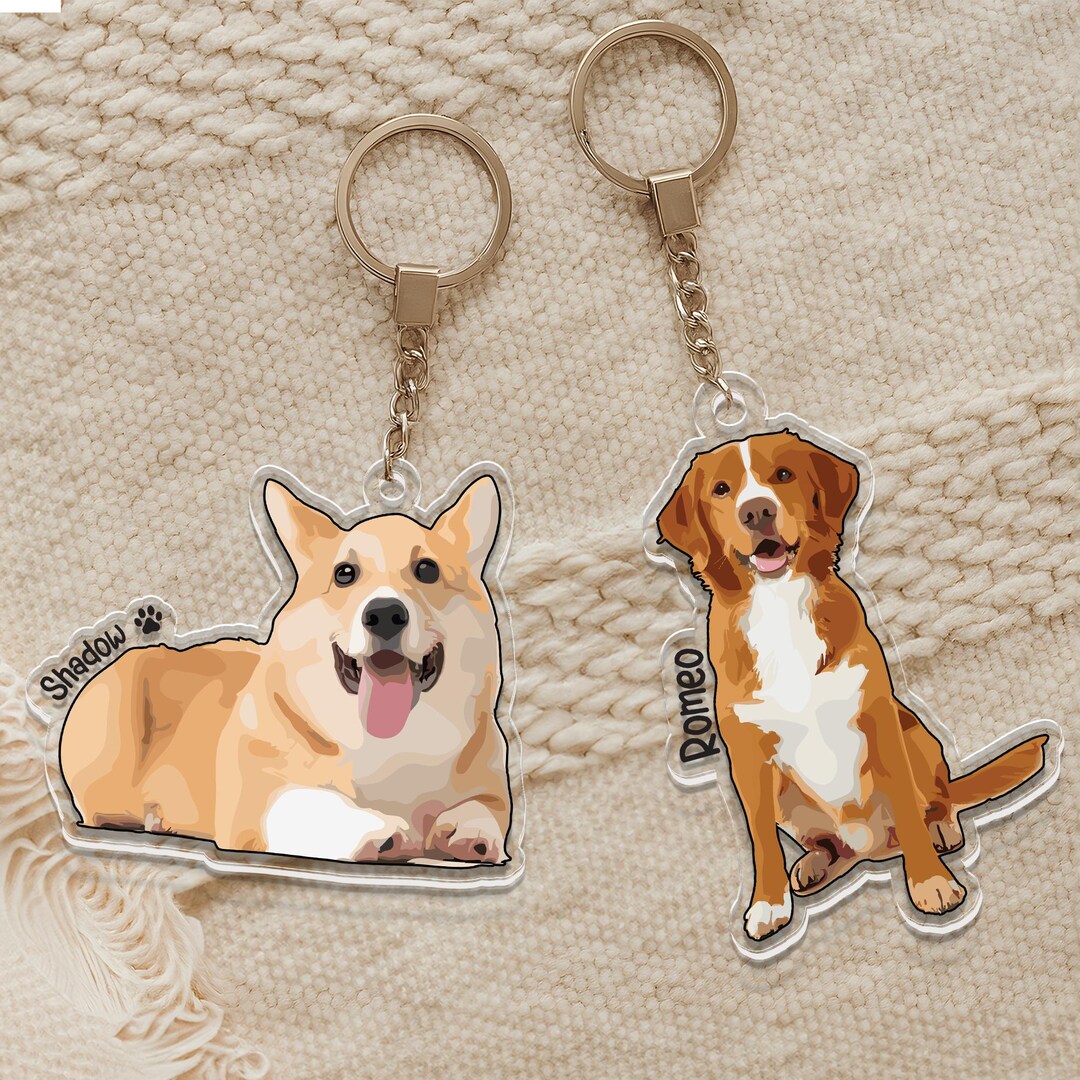 Custom Cat Keychain, Pet Portrait Keychain, Personalized Pet Photo ...