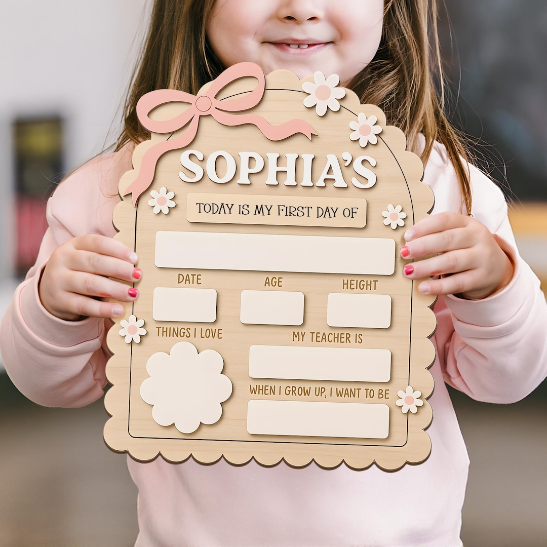 Custom First Day School Sign, Back to School Sign, Kindergarten First ...