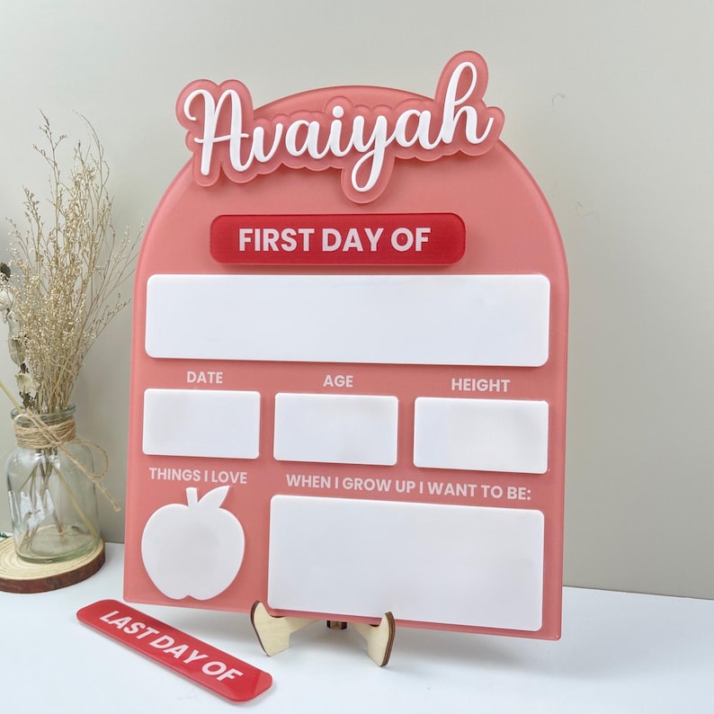 Personalized Acrylic First Day of School Sign, Custom Back to School ...