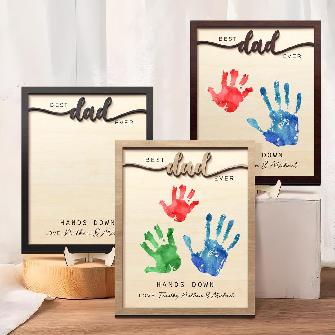 Personalized Hands Down Best Dad Ever Sign – Custom Wooden Handprint ...