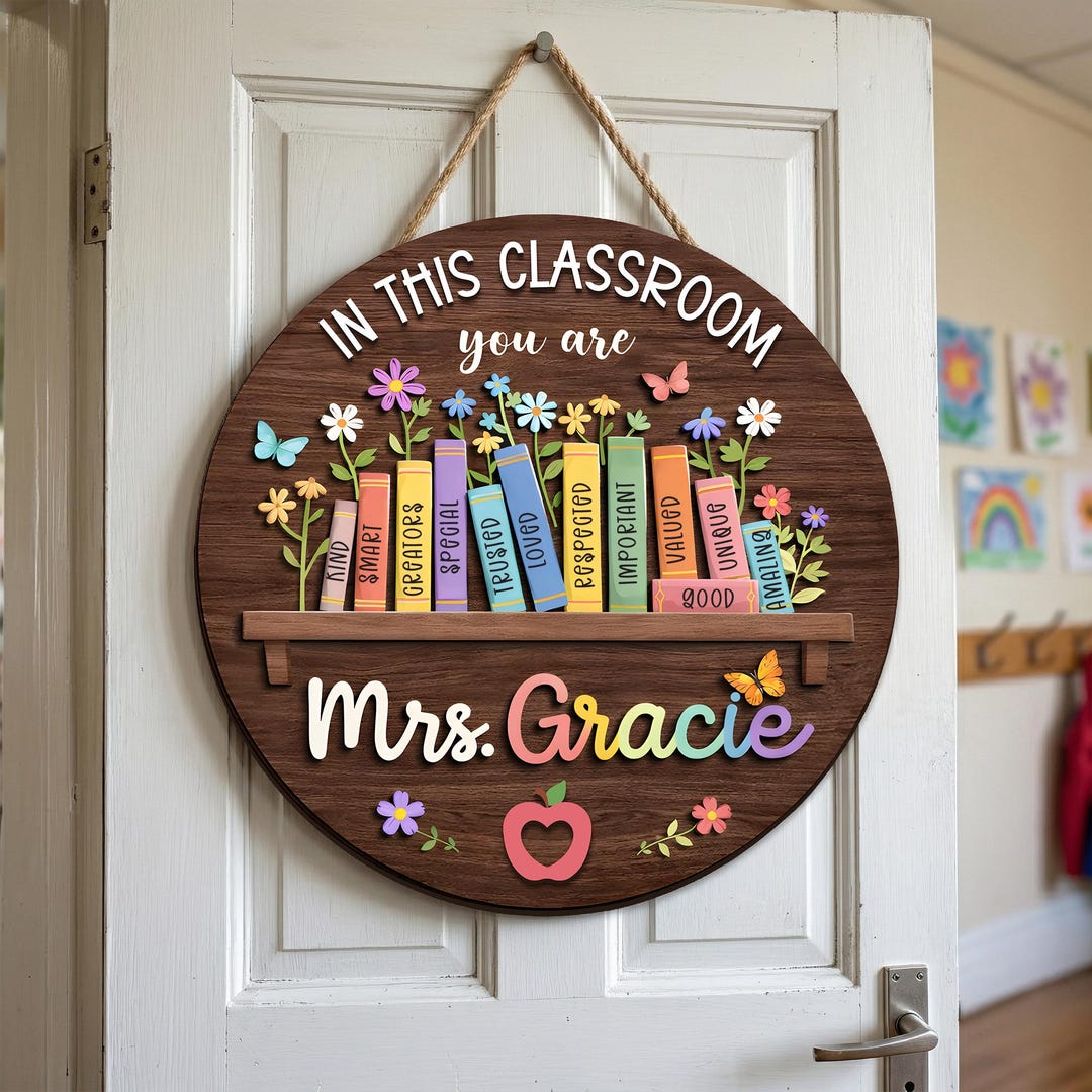 Custom Teacher Classroom Sign, Personalized Teacher Door Hanger ...