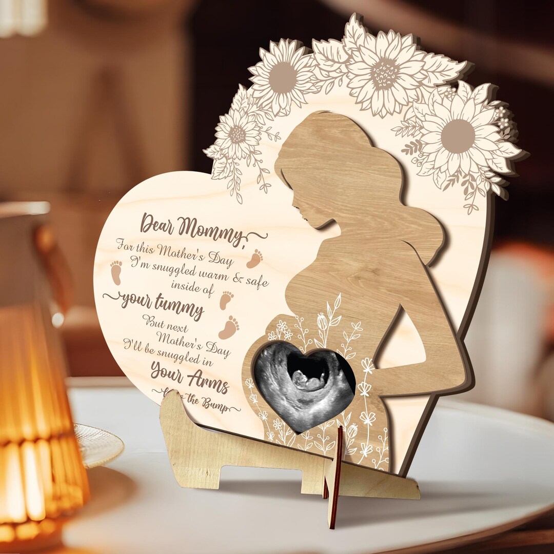 Personalized Baby Bump Ultrasound Photo Wooden Sign, Custom Gift for ...