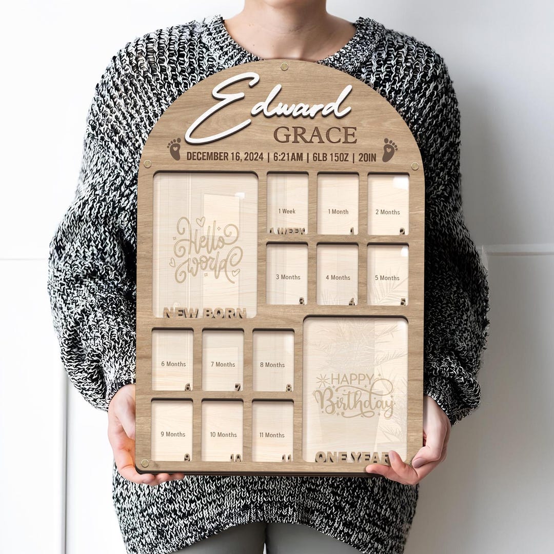 Personalized Baby First Year Picture Frame, Baby Photo Collage, Monthly ...