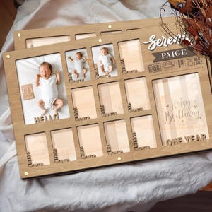 Baby First Year Picture Frame, Personalized Baby Photo Collage, Monthly ...