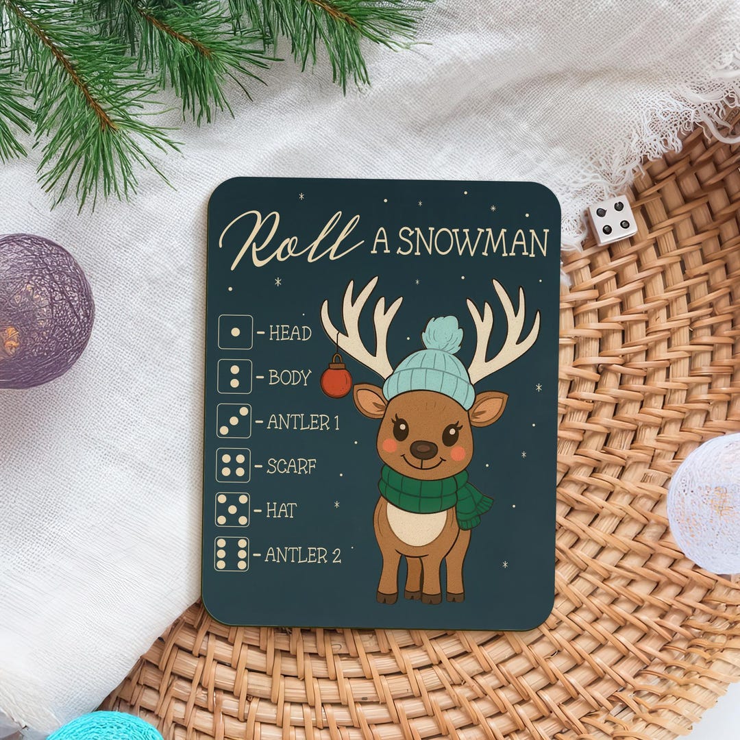 Christmas Puzzle Game - Roll A Reindeer, Xmas Wooden Game, Kids Holiday ...