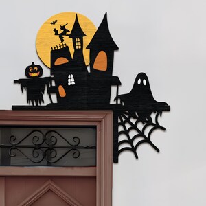 Halloween Witch Decor Conner, Black Cat and Witch Topper, Door Frame ...