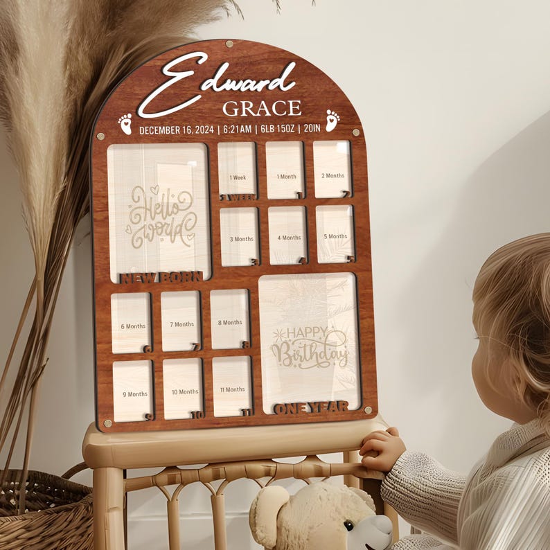 Personalized Baby First Year Picture Frame, Baby Photo Collage, Monthly ...