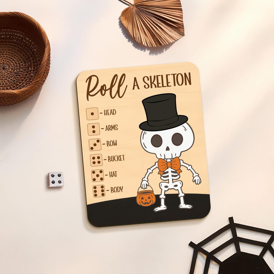 Halloween Roll A Skeleton Puzzle Game, Kids Halloween Activity, Laser ...