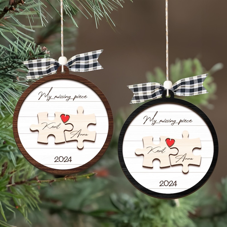 Custom My Missing Piece Ornament, Engraved Couples Christmas Gift ...