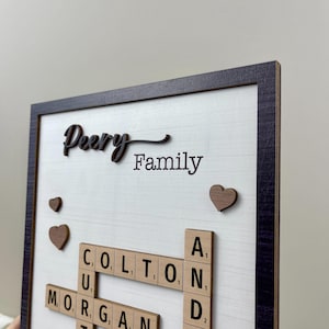 Personalized Scrabble Puzzle Sign, Grandkids Crossword Scrabble Wooden ...