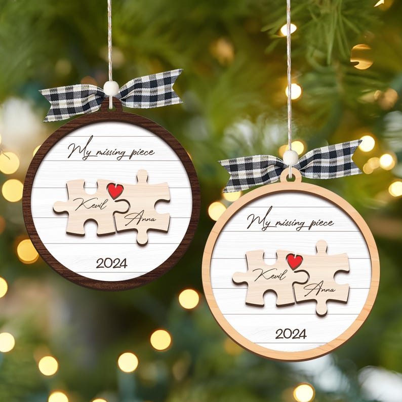 Custom My Missing Piece Ornament, Engraved Couples Christmas Gift ...