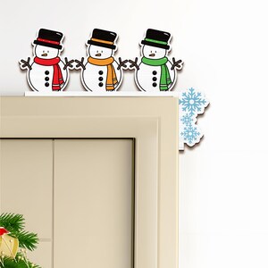 Christmas Reindeer Door Corners, Xmas Gnome Home Decor, Snowman Door ...