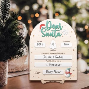 Dear Santa Wooden Sign, Letter to Santa Board, Kids Christmas Lis Sign ...