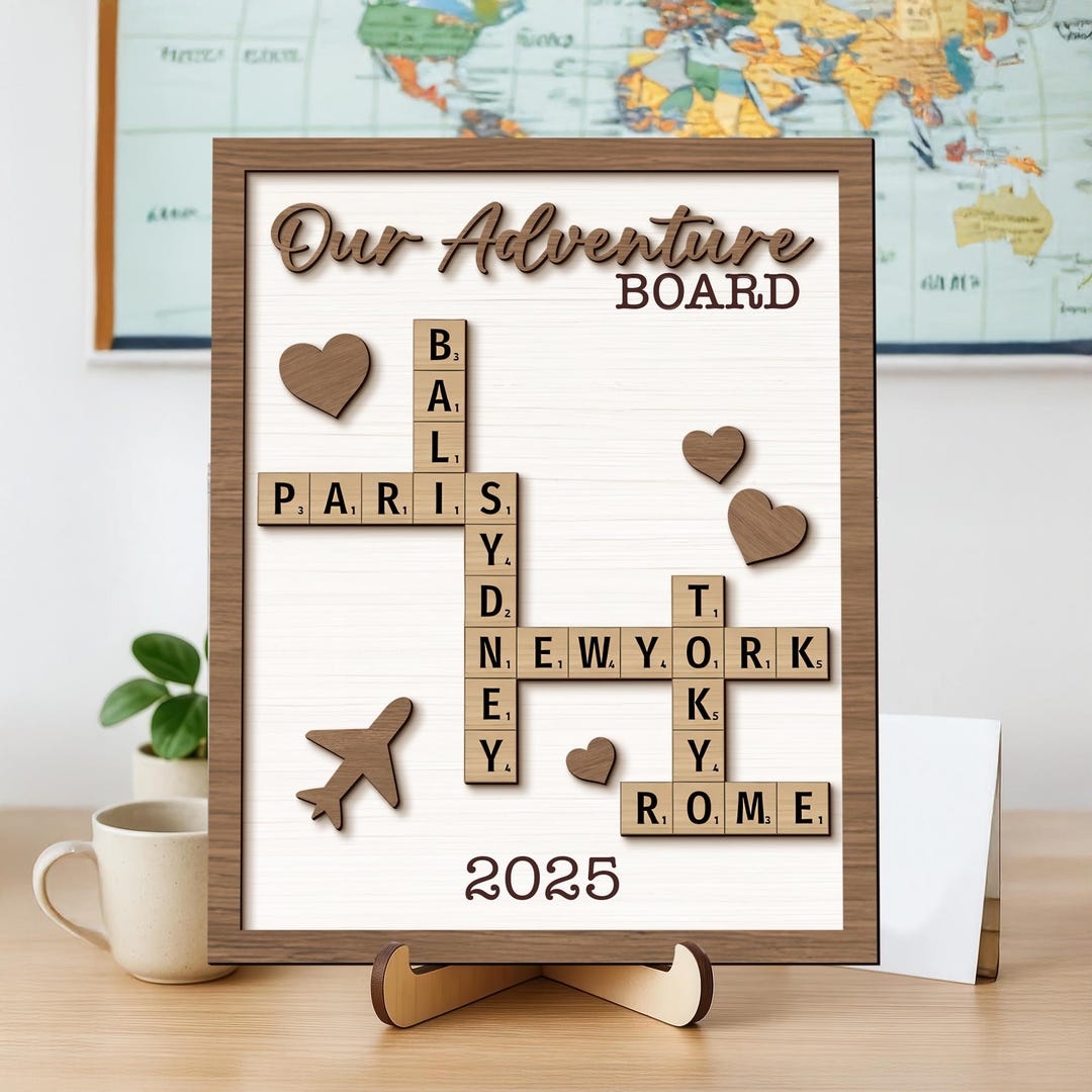 Travel Adventure Scrabble Puzzle Sign, Custom Destination Board ...