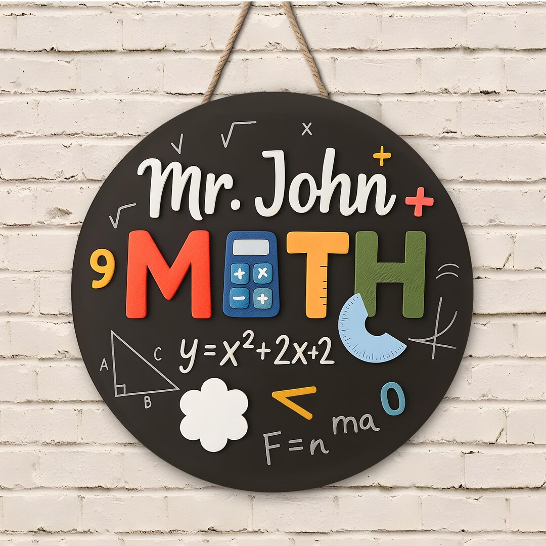 Personalized Math Teacher Door Sign, Back to School, Math Teacher Gift ...