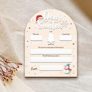 Dear Santa Wooden Sign, Letter to Santa Board, Kids Christmas Lis Sign ...