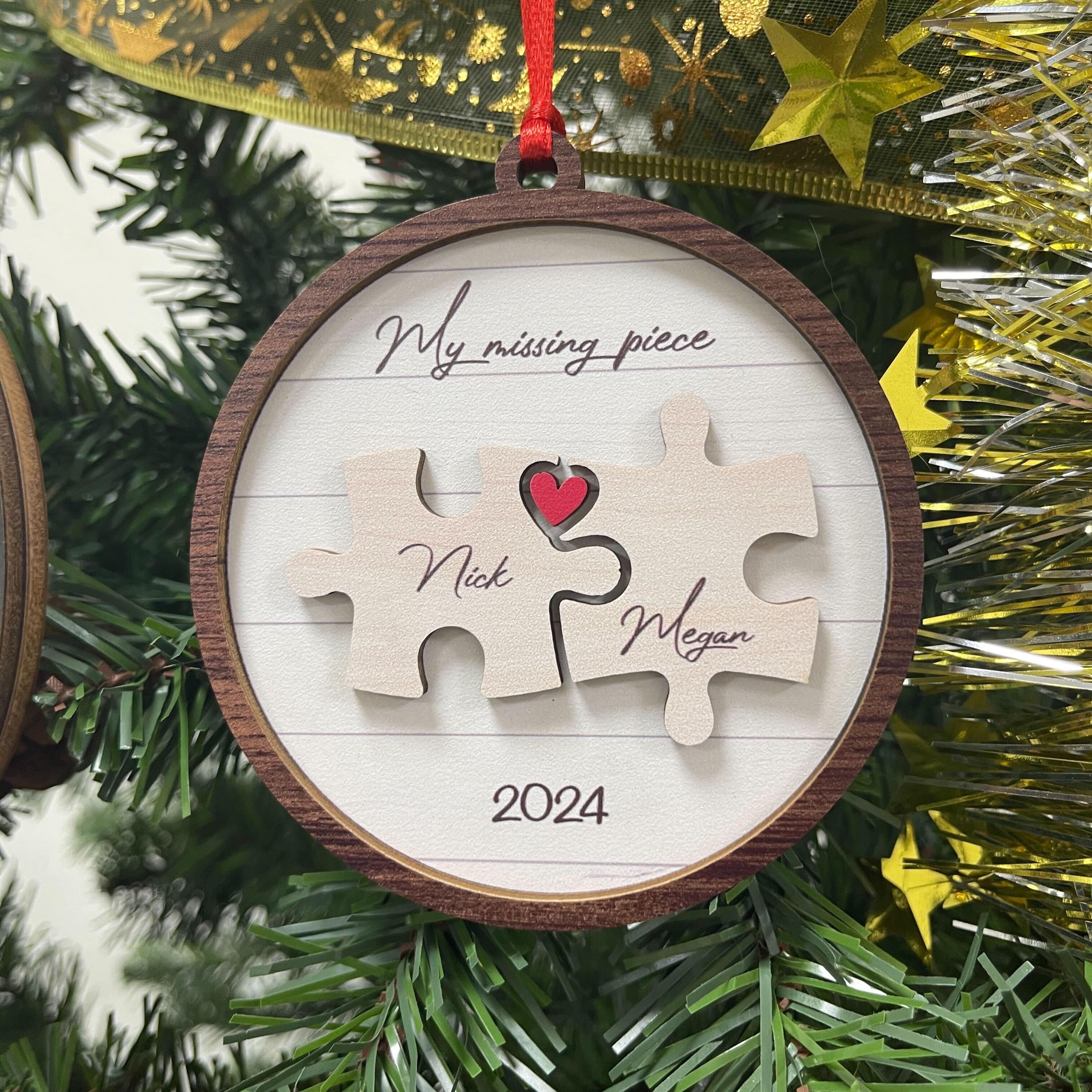 Custom My Missing Piece Ornament, Engraved Couples Christmas Gift ...