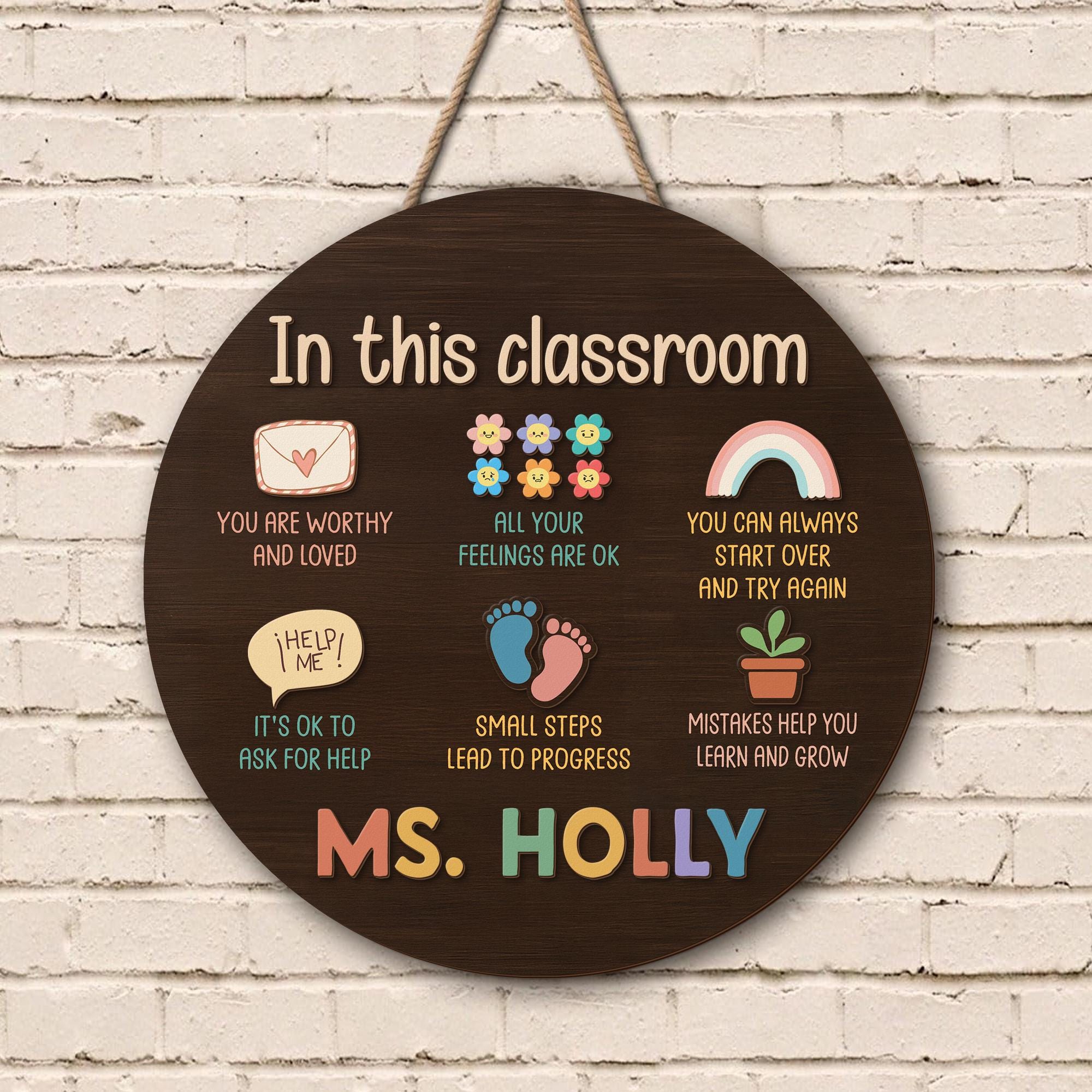 Personalized Teacher Sign, 3D Teacher Door Sign, Classroom Door Hanger ...