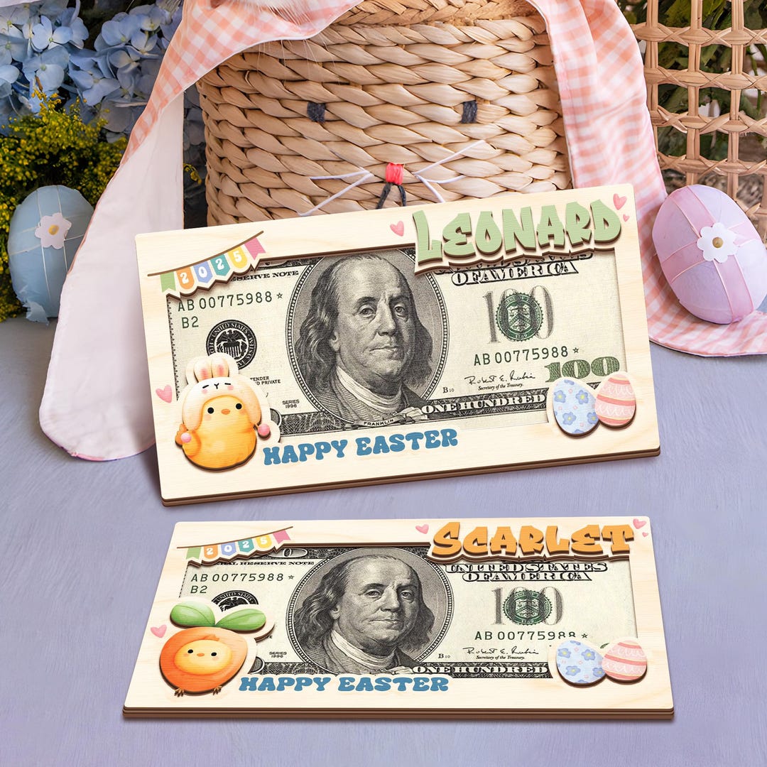 Custom Easter Chick Money Holder, Personalized Easter Basket Stuffers ...