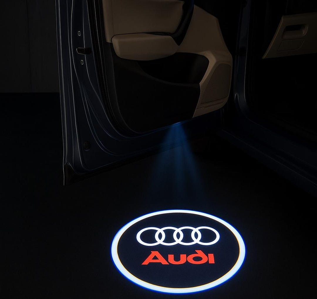 Audi Logo LED Car Door Projector Lights: Battery Powered, No Wiring ...