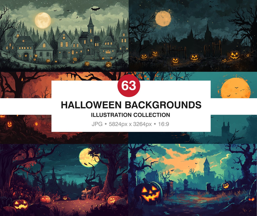 Halloween Backgrounds Spooky Prints, Digital Download, Illustrated ...