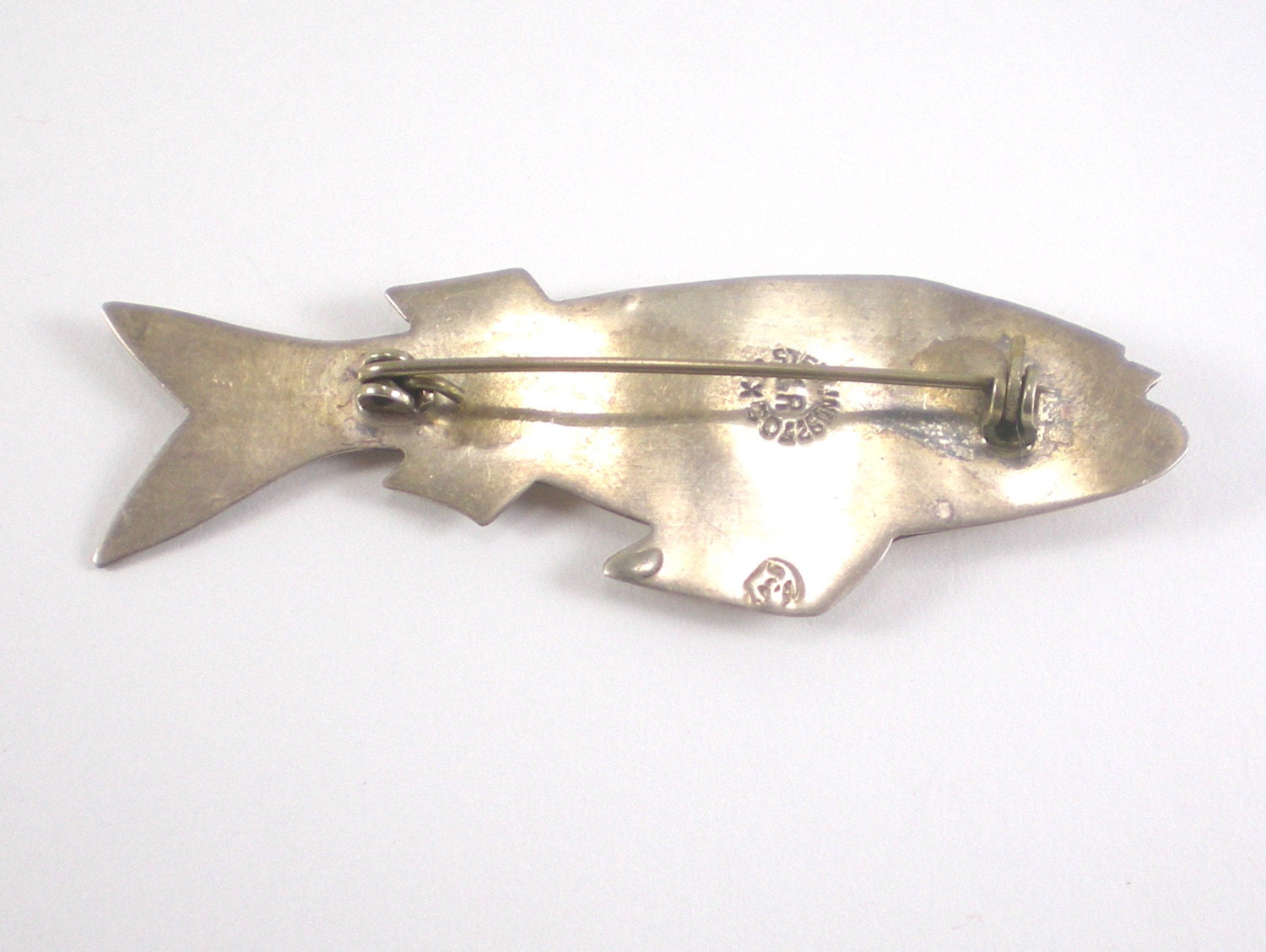 Fish Brooch Pin Vintage Taxco Mexico Eagle 3 Mark Sterling Silver Black ...