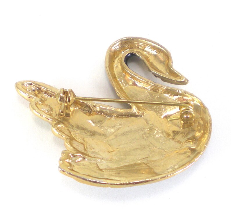 Swan Brooch Vintage Gold Enamel Bird Pin Vintage Jewelry - Etsy