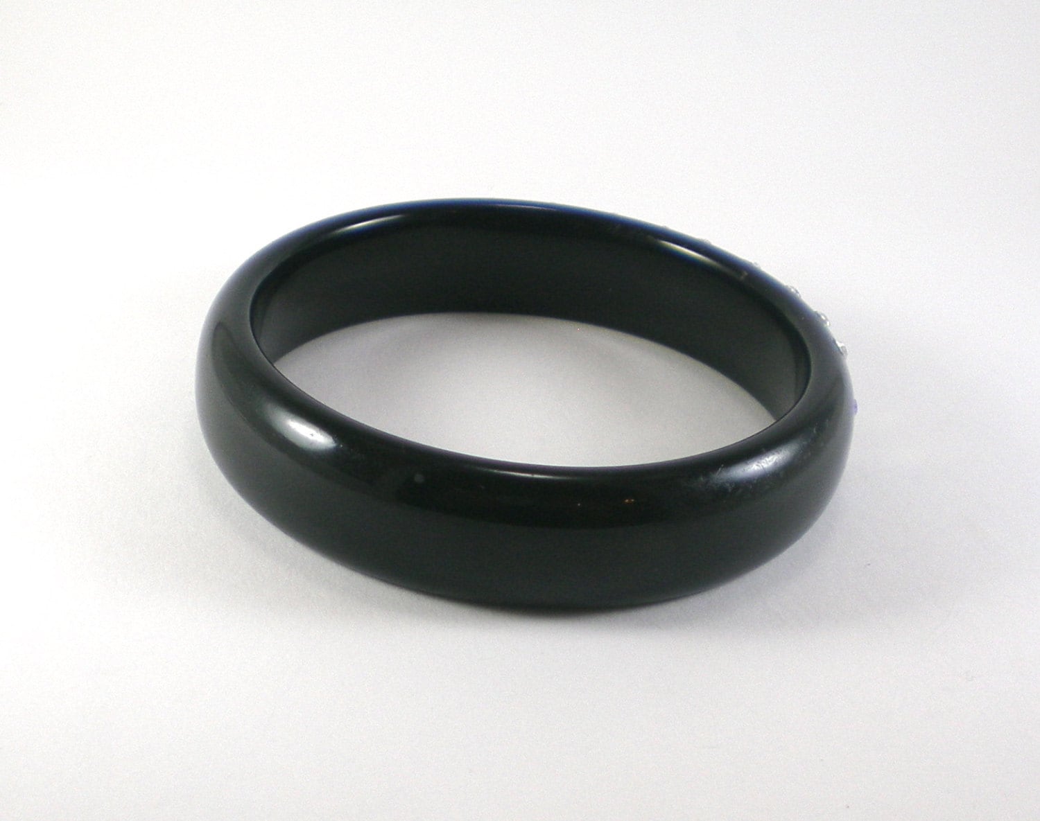 Goth Black Rhinestone Bracelet - Lucite Bangle With Clear and Aurora ...