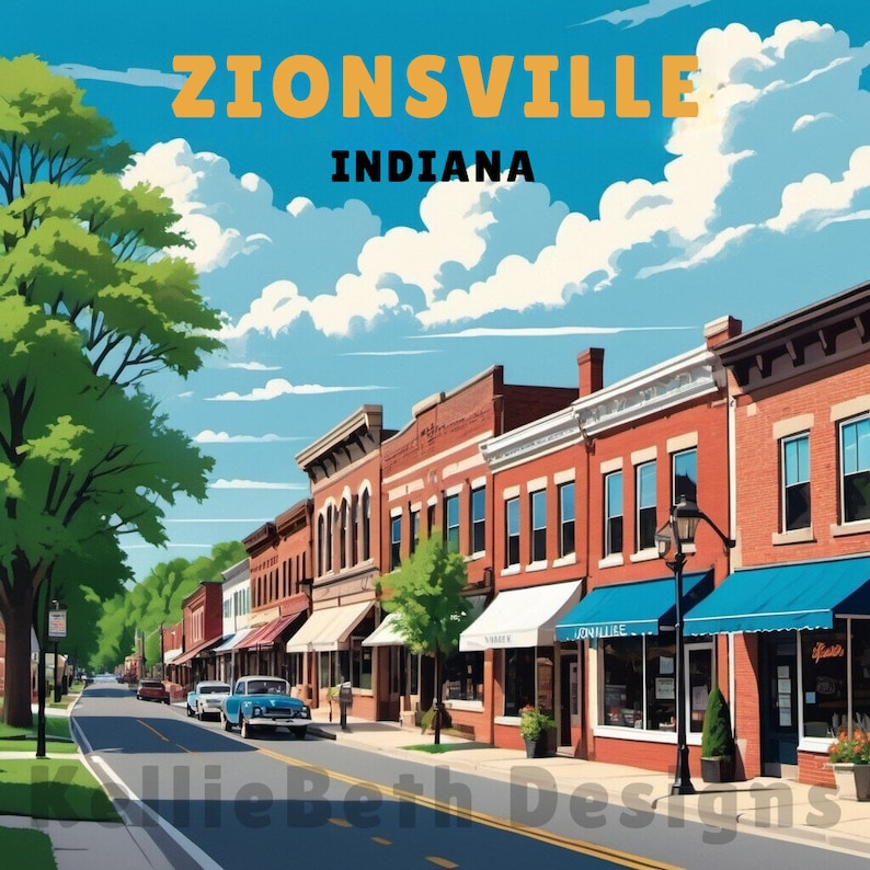 Zionsville, Indiana Travel Poster - Etsy