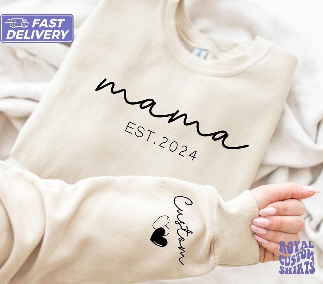 Custom Mama Est. Sweatshirt, Personalized Mama Crewneck With Kid Names ...