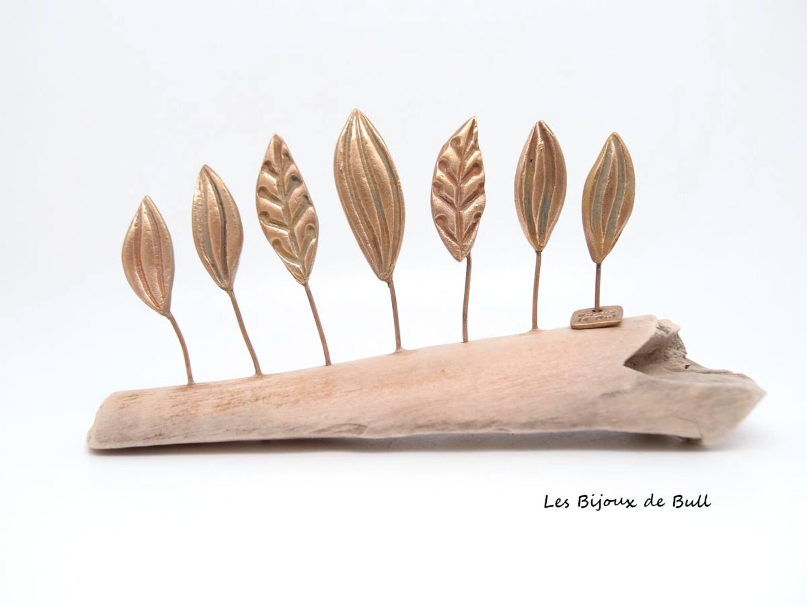 Mini Forest in Metal and Wood, Golden Bronze, Driftwood Tree, Metal ...