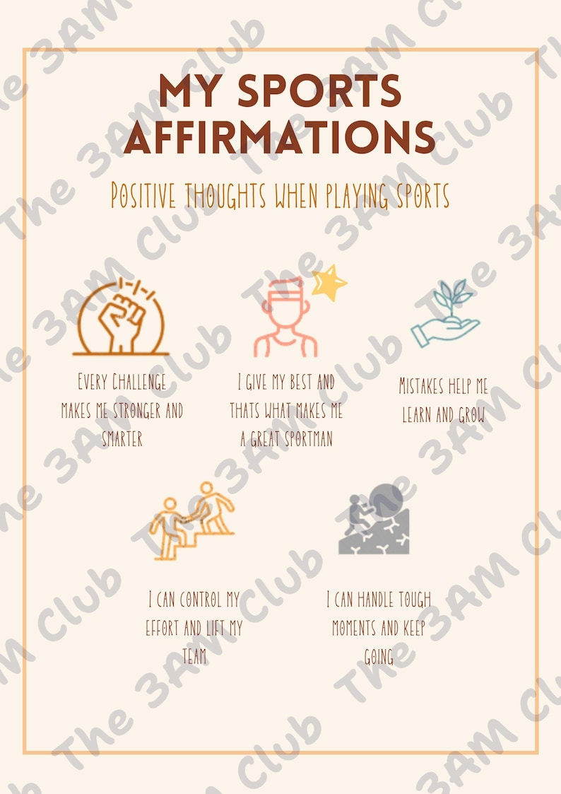 Positive Sports Affirmations for Children | Confidence Boosting Poster ...