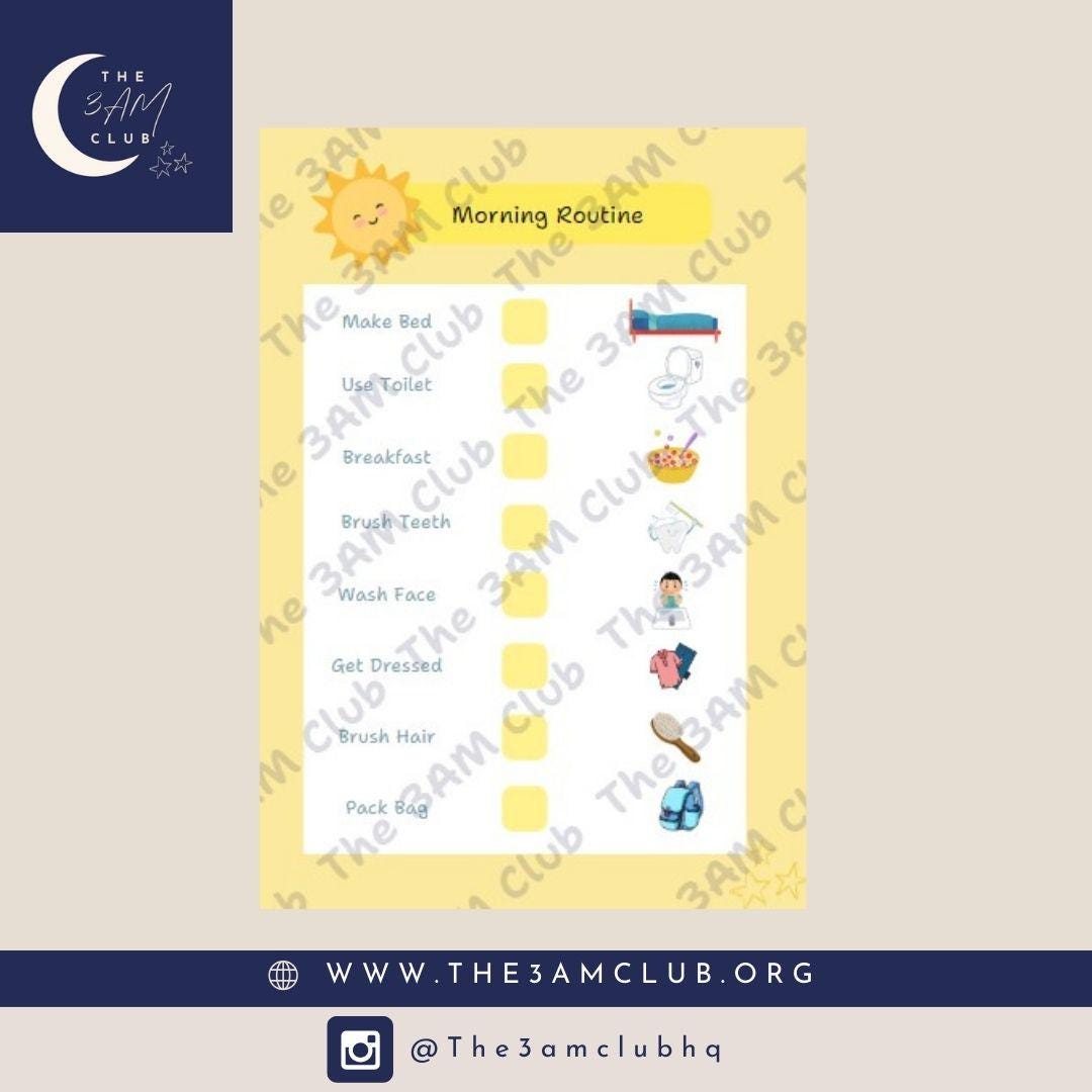 Morning Routine Chart for Kids | ADHD Autism Visual Schedule ...