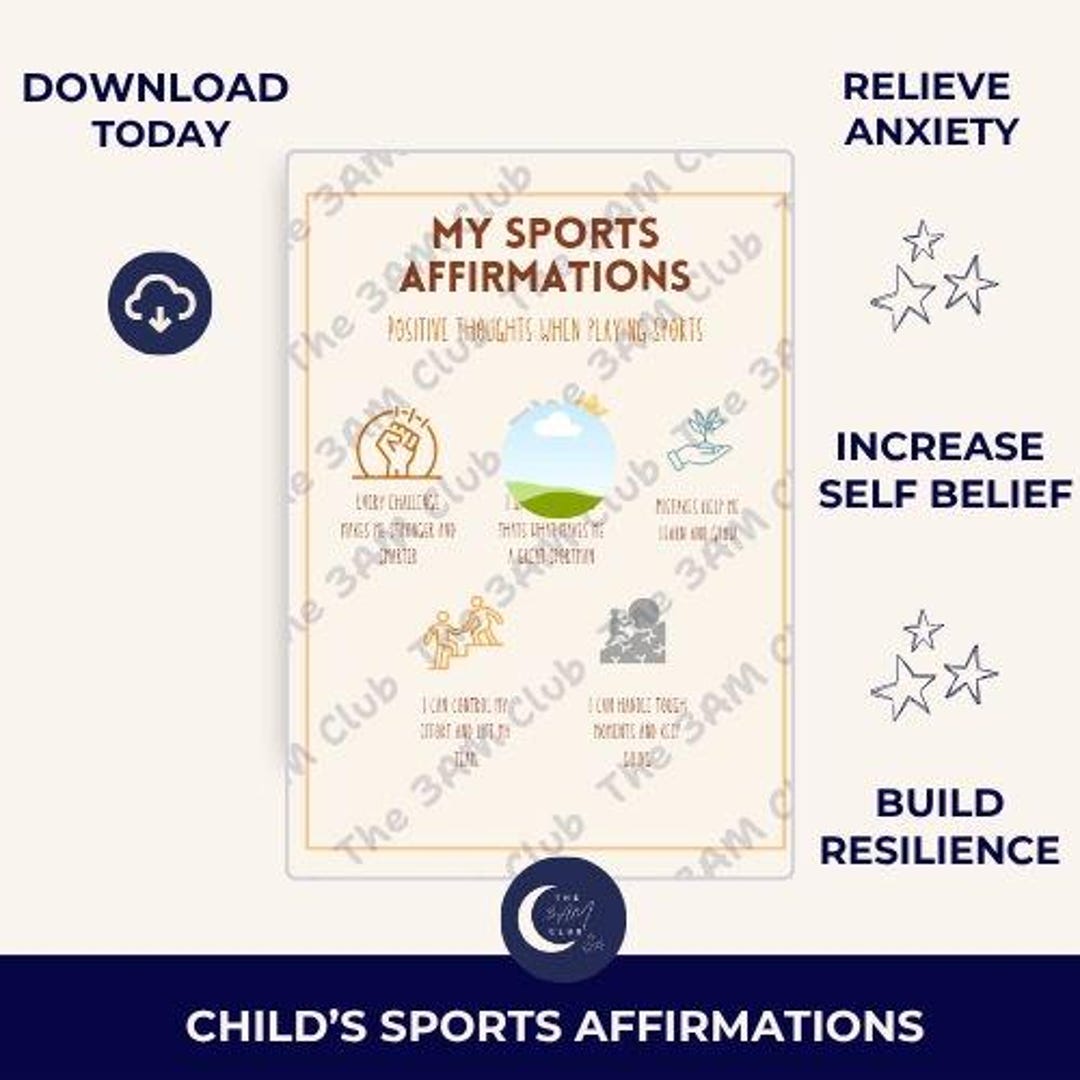 Sports Affirmations Poster: Kids' Resilience & Confidence (digital ...