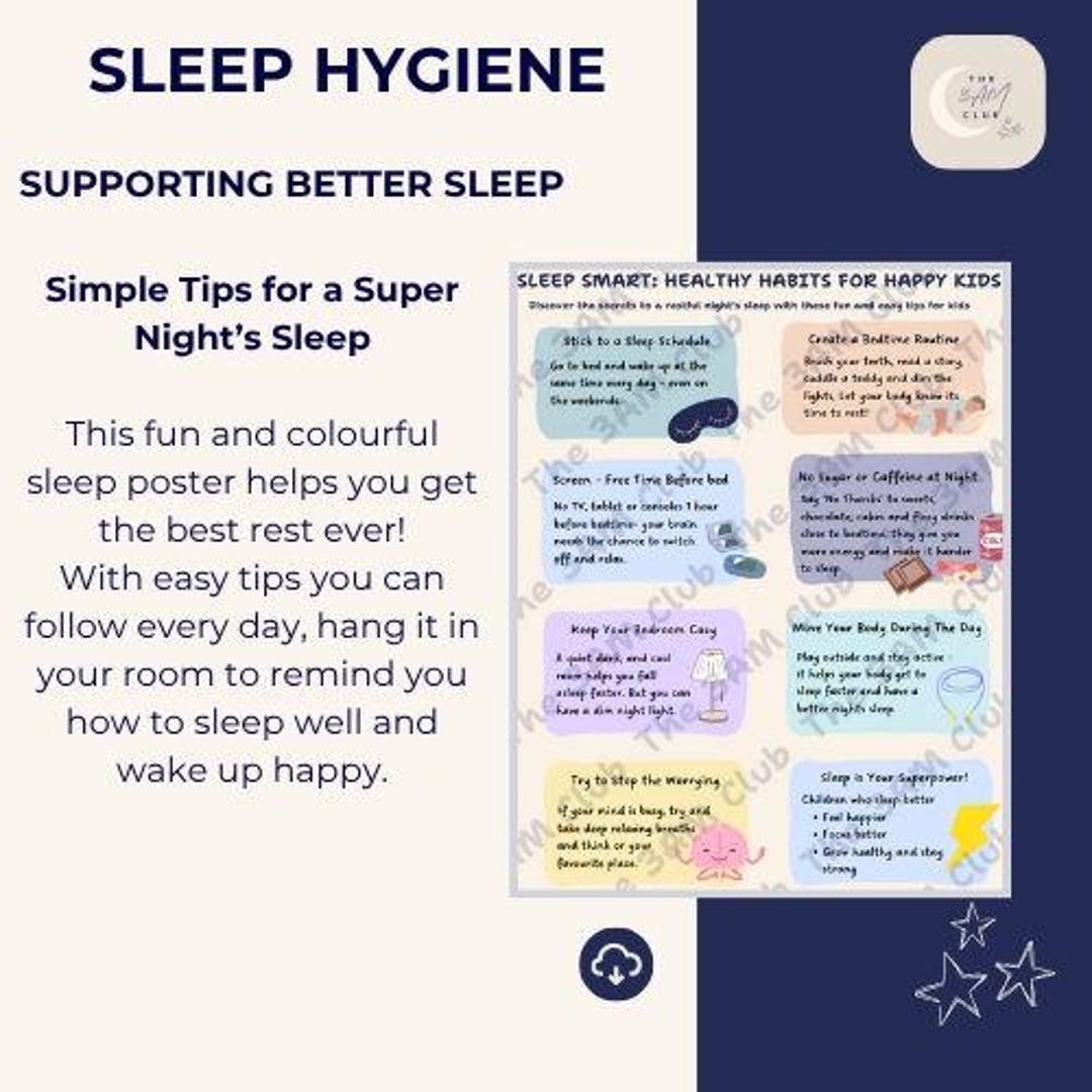 Kids Sleep Routine Chart: Bedtime Anxiety Calming Poster (PDF Download ...