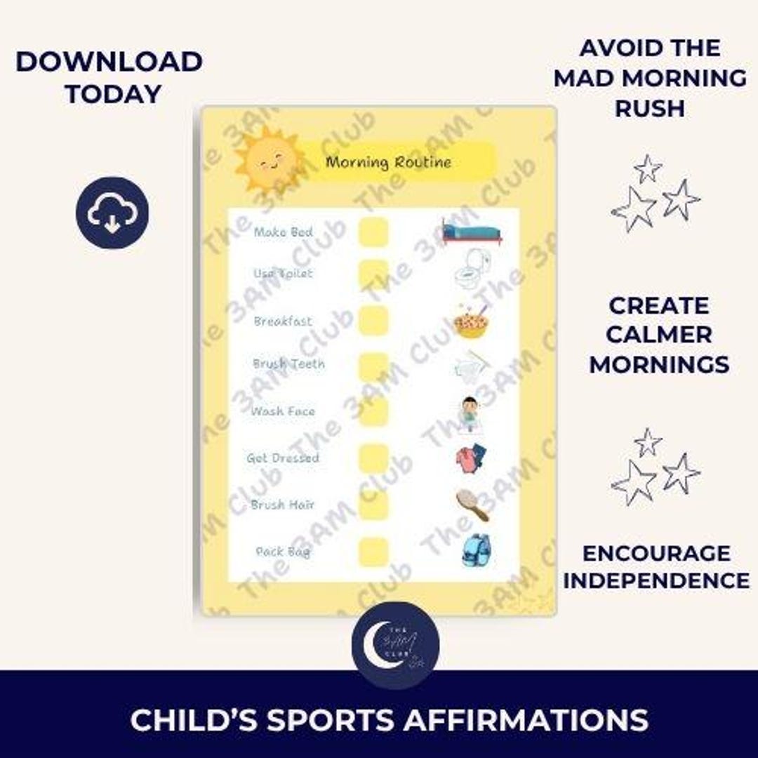 Children's Morning Routine Chart: Daily Checklist for ADHD & Autism ...