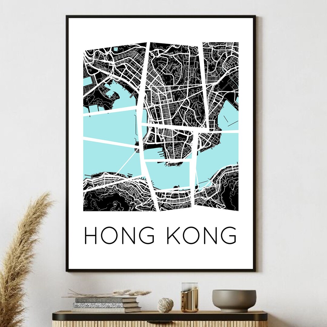 Hong Kong Map Poster, Hong Kong City Poster, Hong Kong Map, Hong Kong ...