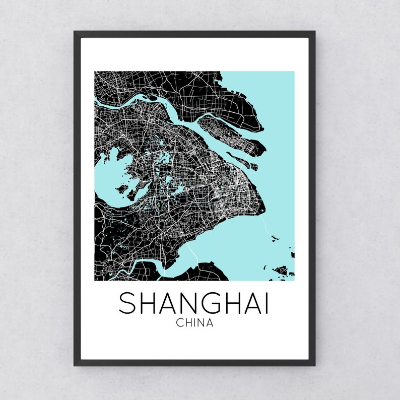 Shanghai Map Poster, Shanghai City Poster, Shanghai Map, Shanghai Print ...